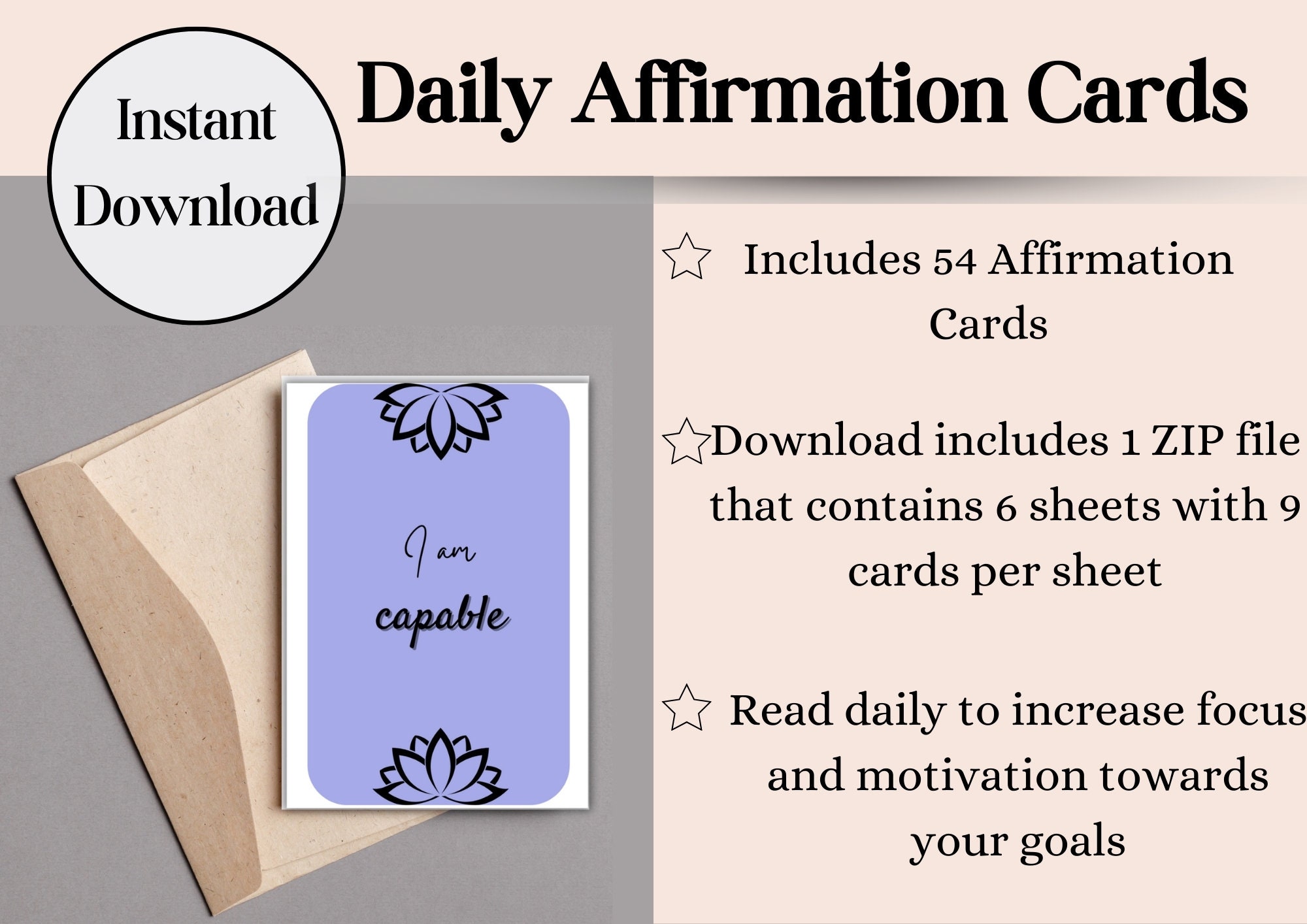 Printable Affirmation Cards | 54 Daily Affirmation Cards ...