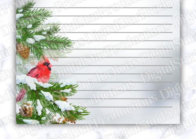 Printable Stationery | Red Cardinal | Printable Writing Paper | A4 | US ...