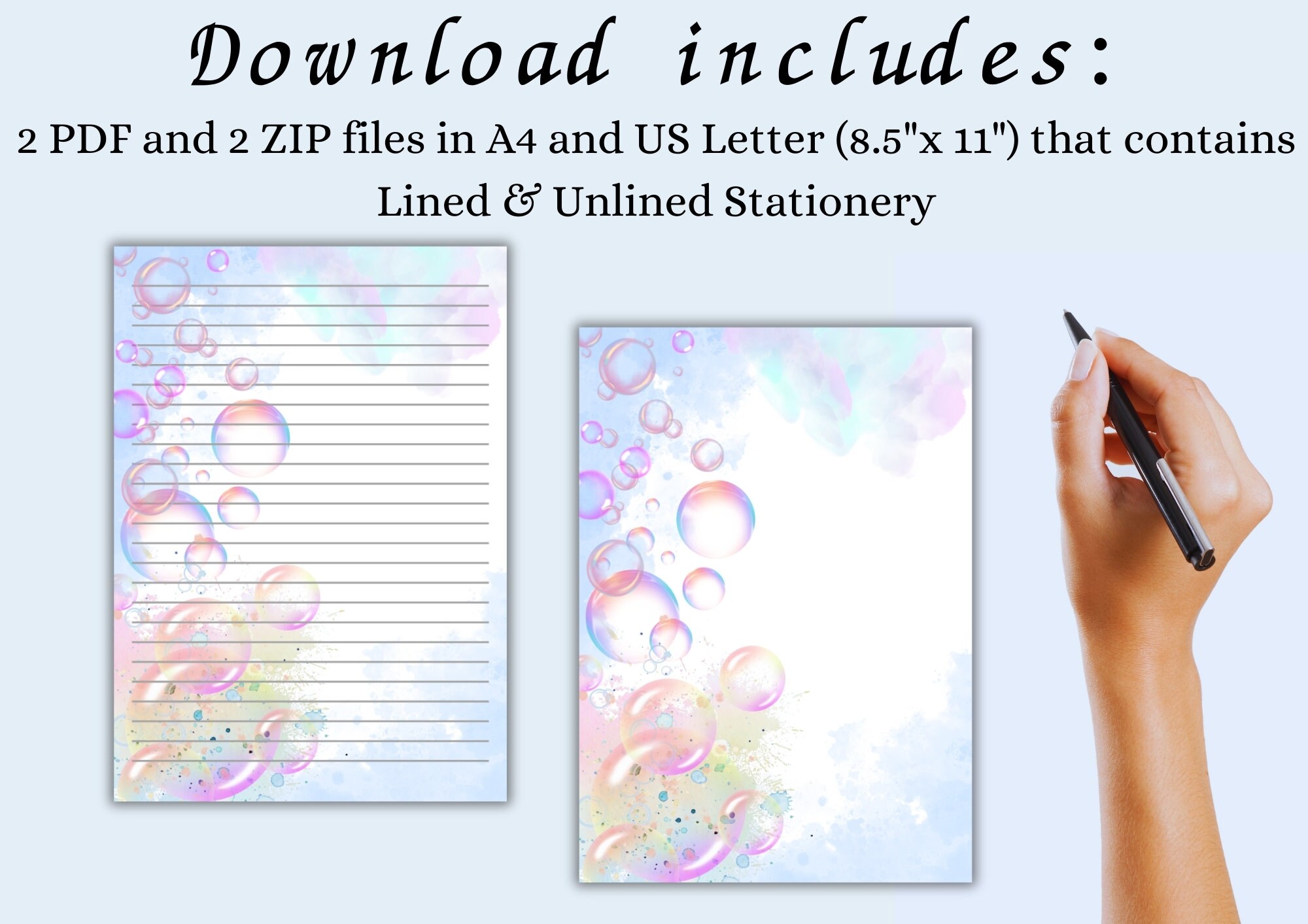 Printable Stationery Bubbles Printable Writing Paper A4 US 8.5x 11 ...