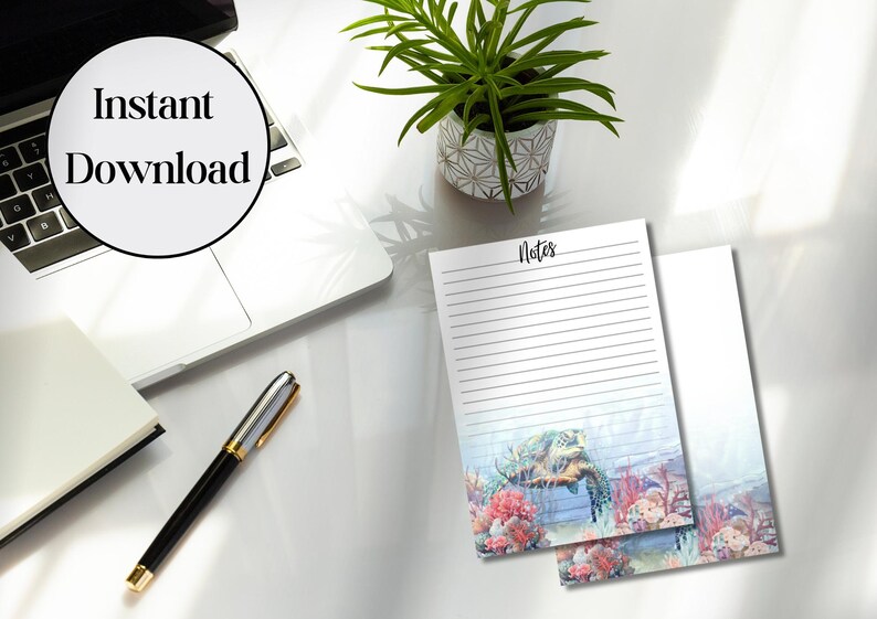 Printable Stationery | Watercolor Sea Turtle Stationery | Printable ...