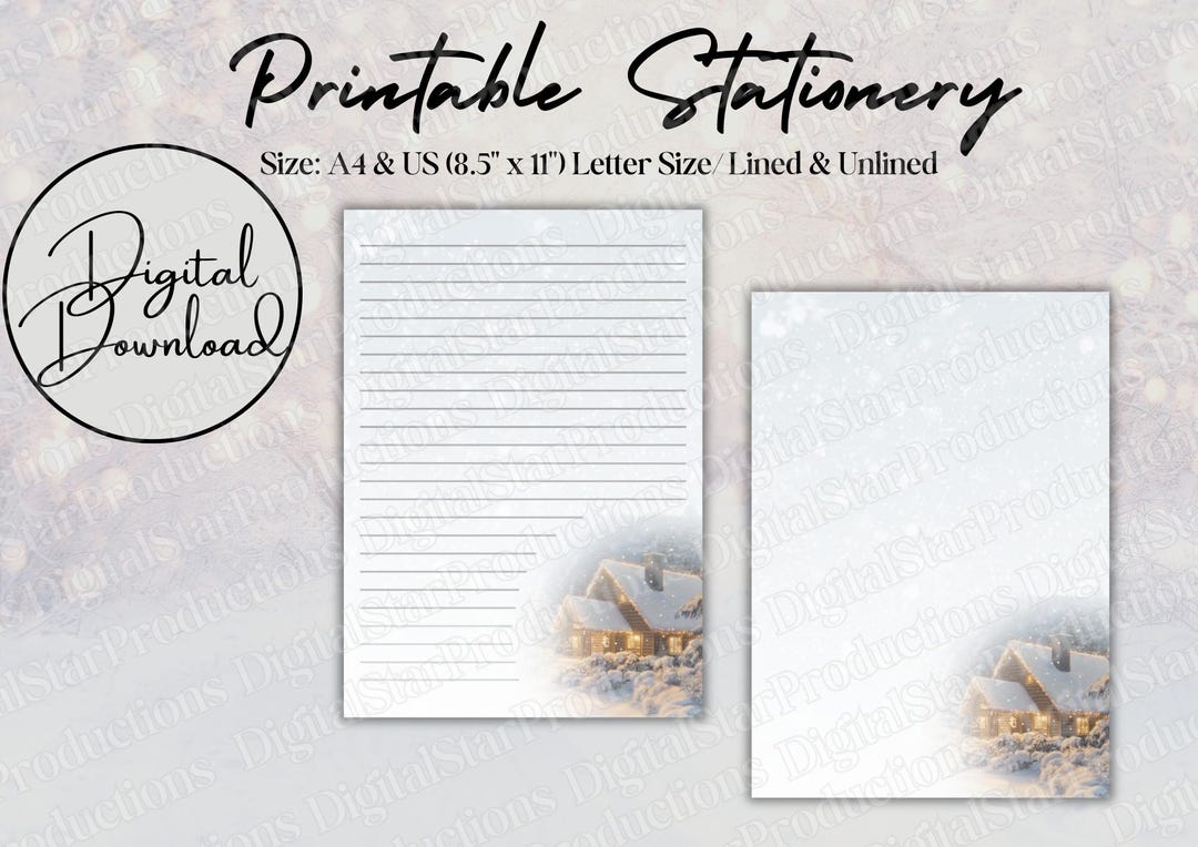 Winter Printable Stationery | Watercolor | Snowscape | Writing Paper ...