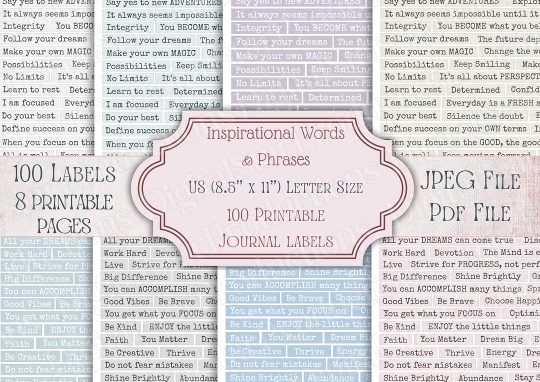 Inspirational Journal Labels | Journal Words | Digital Typewriter ...