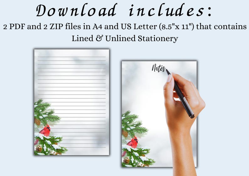 Printable Stationery | Red Cardinal | Printable Writing Paper | A4 | US ...
