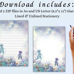 Printable Stationery | Jellyfish | Printable Writing Paper | A4 | US (8 ...