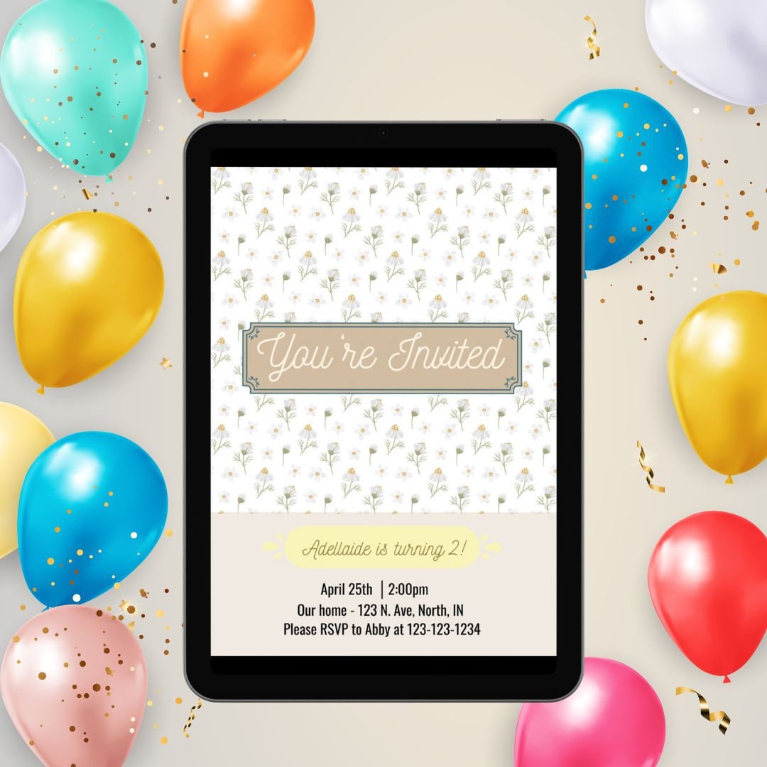 Daisy Delight Digital Download Birthday Invite - Etsy