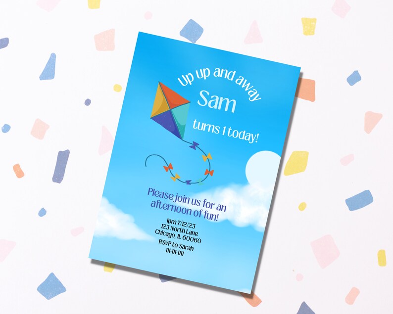 Kite Birthday Invite - Digital & Printable - Etsy