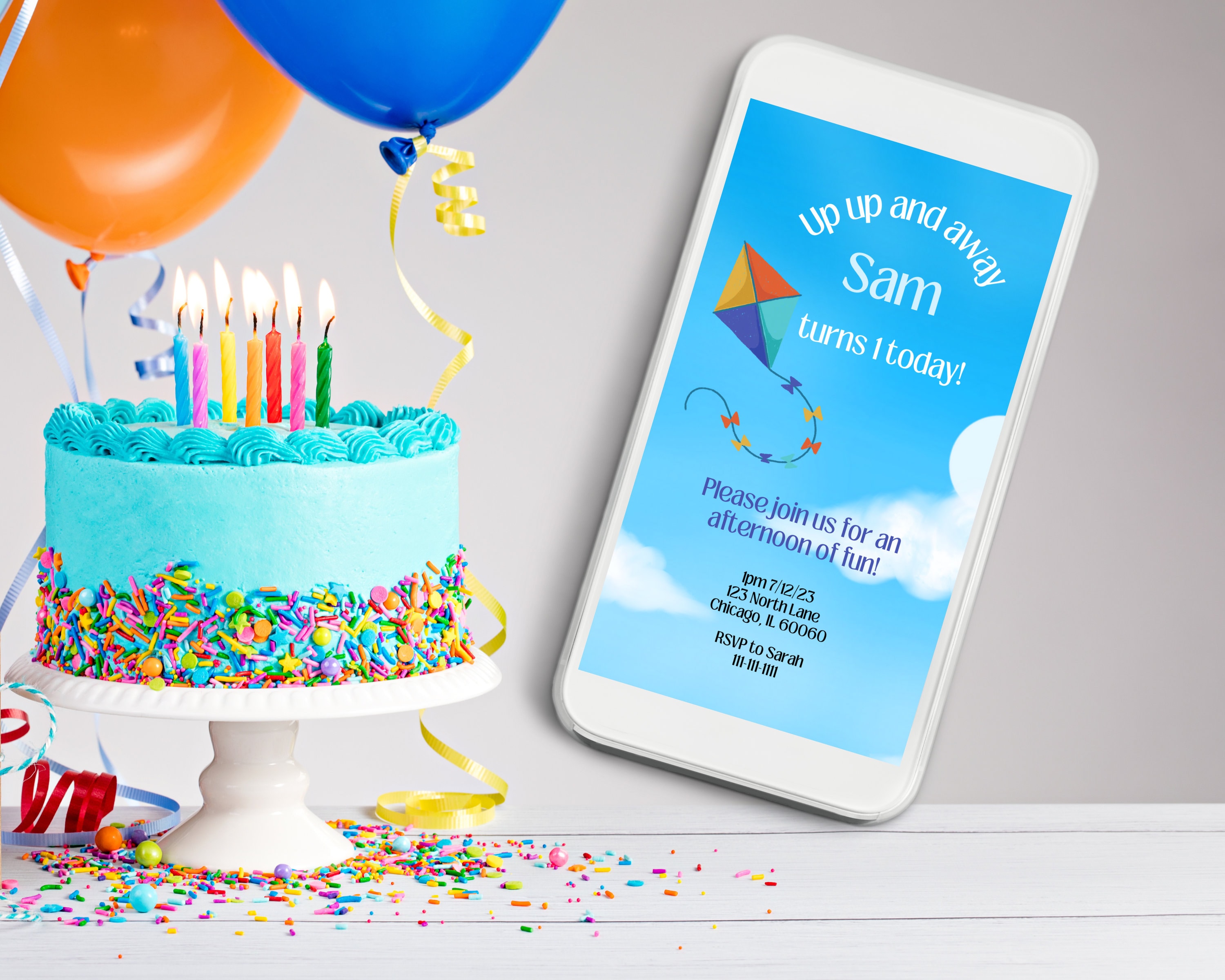 Kite Birthday Invite - Digital & Printable - Etsy