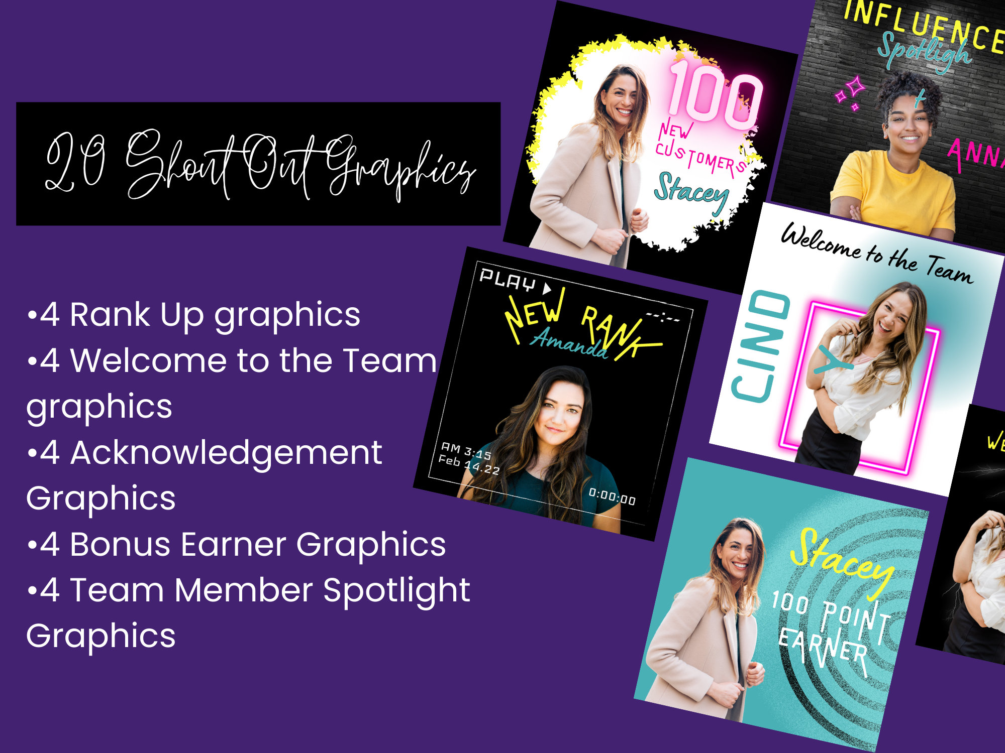 Small Business Canva Template Colorful Neon Network Marketing Shout Out ...