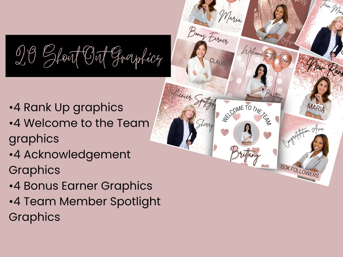 Rose Gold Canva Template Shout Out Social Media Rank up Graphic Pink ...