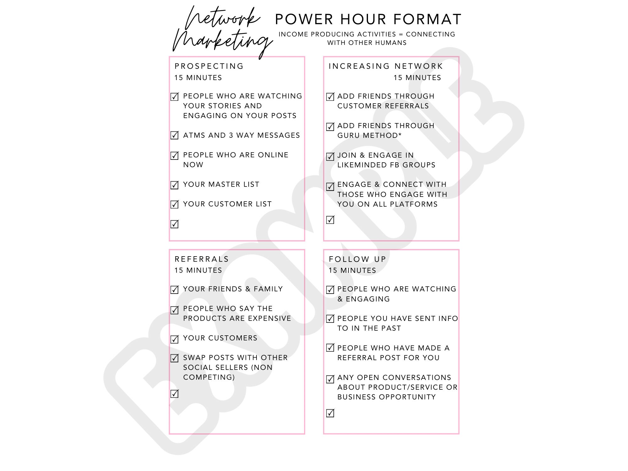 Network Marketing Power Hour & Prospecting Tracker PDF Collection - Etsy