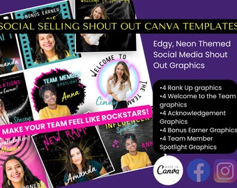 Small Business Canva Template Colorful Neon Network Marketing Shout Out ...