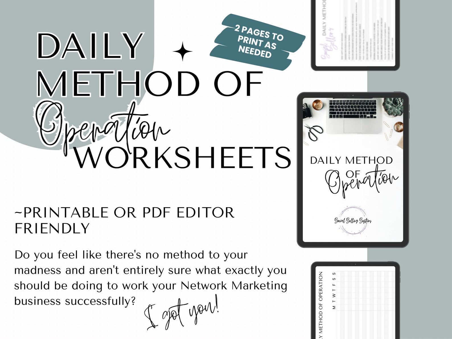 Daily Method of Operation Worksheet for Network Marketing DMO Template ...