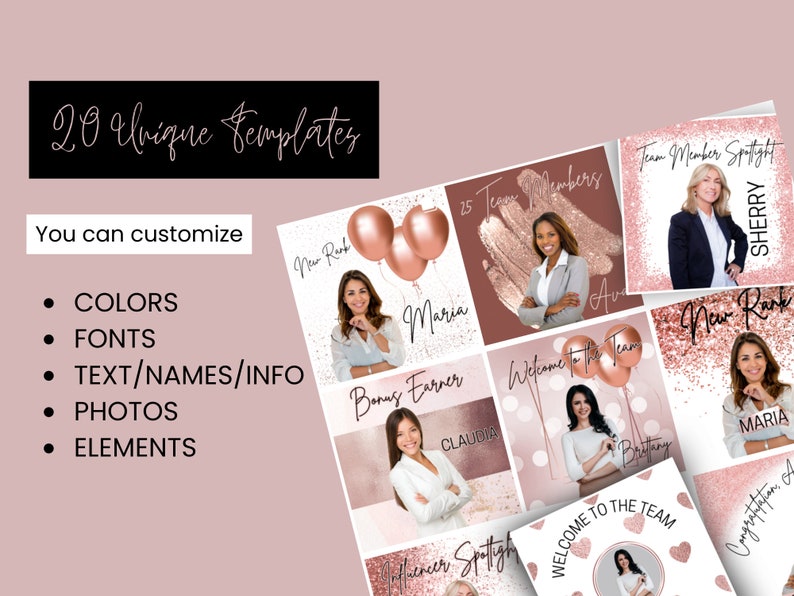 Rose Gold Canva Template Shout Out Social Media Rank up Graphic Pink ...