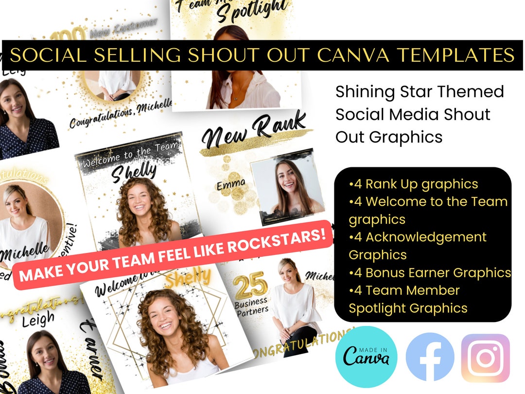 Shining Star Canva Template Shout Out Social Media Rank up Graphic ...