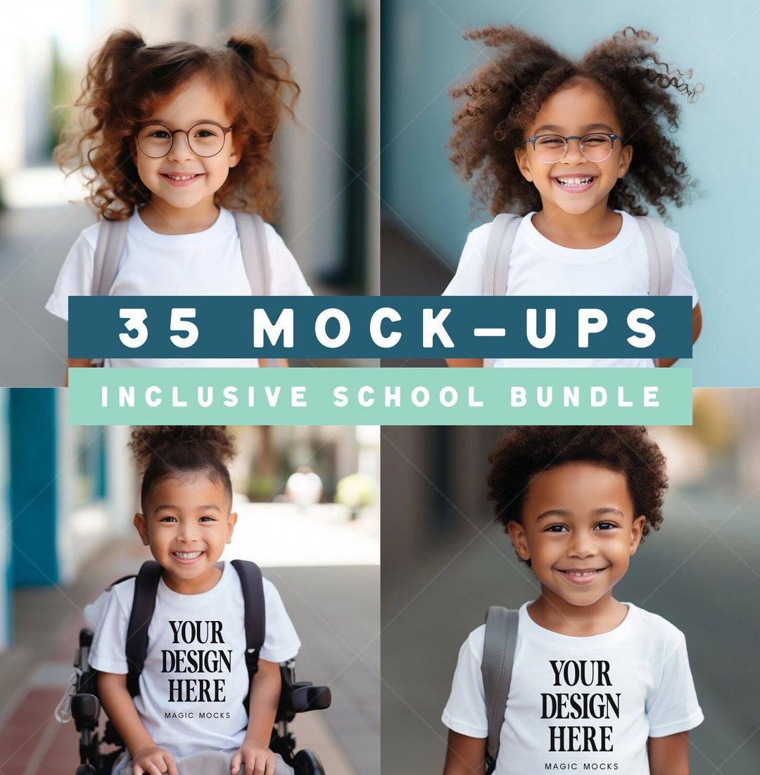 Kids Back to School Tshirt Mock up Bundle, White Bella Canvas 3001Y ...