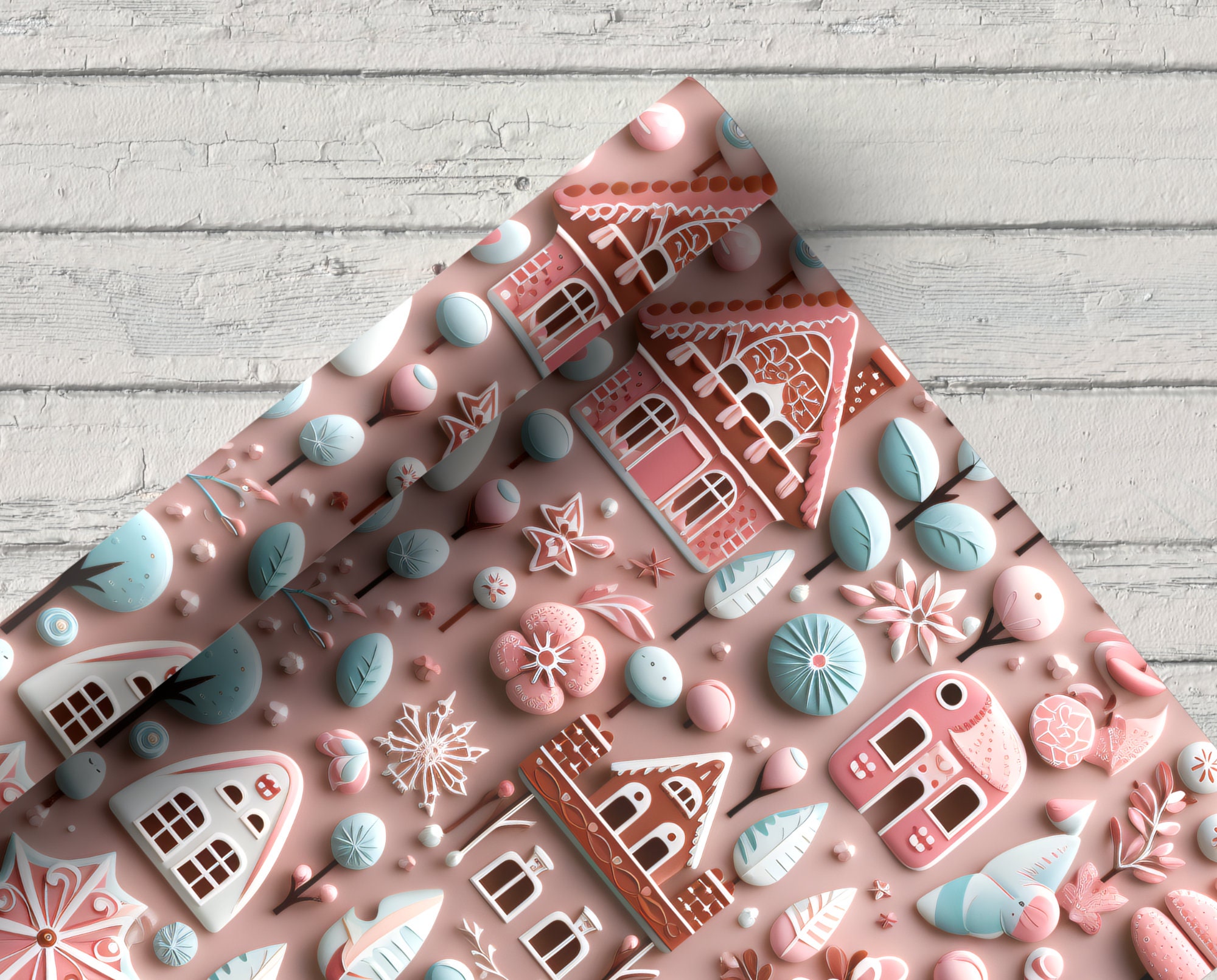 Pink Gingerbread Seamless Pattern PNG, 3D Christmas Digital Paper ...