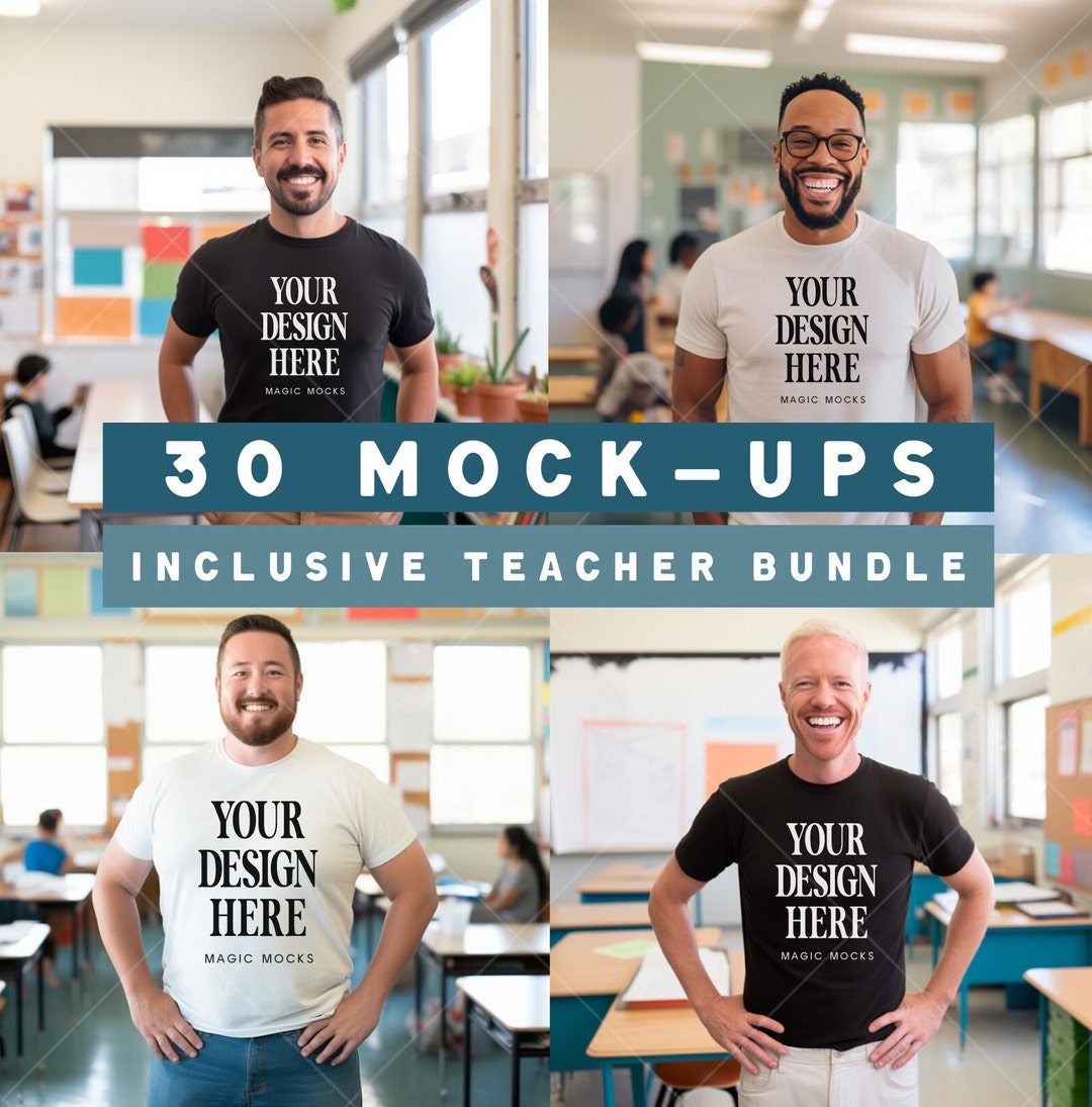 Male Teacher Mockup Bundle, Back to School T-shirt Mock Ups, Class ...