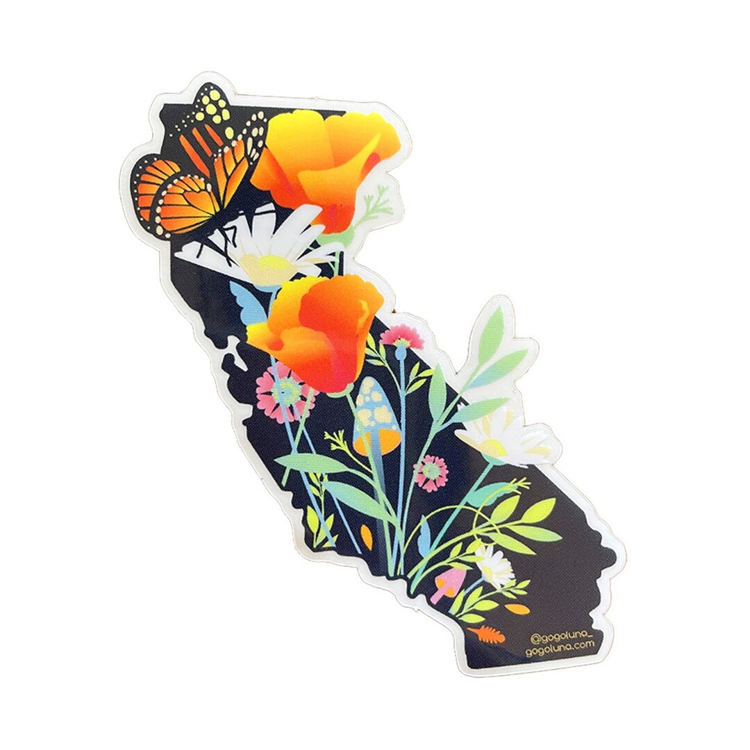 California Native Flora and Fauna Bouquet Vinyl Sticker 3 Bumper ...