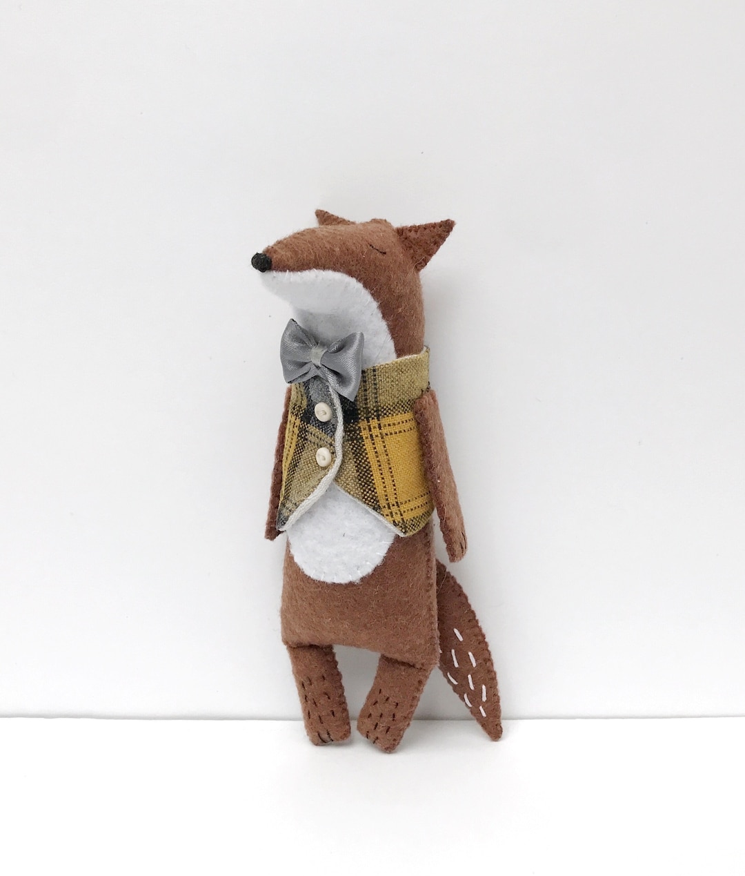Fox Toy in a Waistcoat and Bow Tie, Fox Plush, Felt Fox, Woodland ...