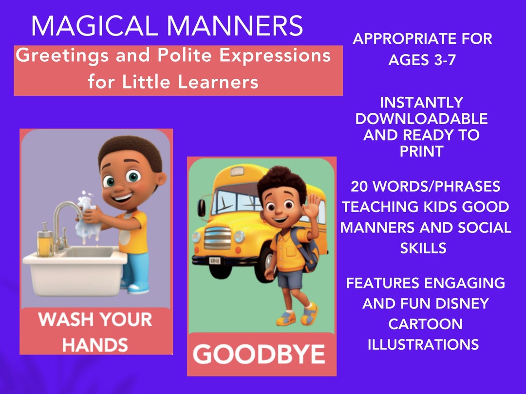 Manners, Greetings & Polite Expressions Flashcards for Little Learners ...