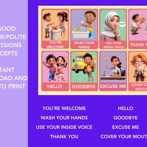 Manners, Greetings & Polite Expressions Flashcards for Little Learners ...