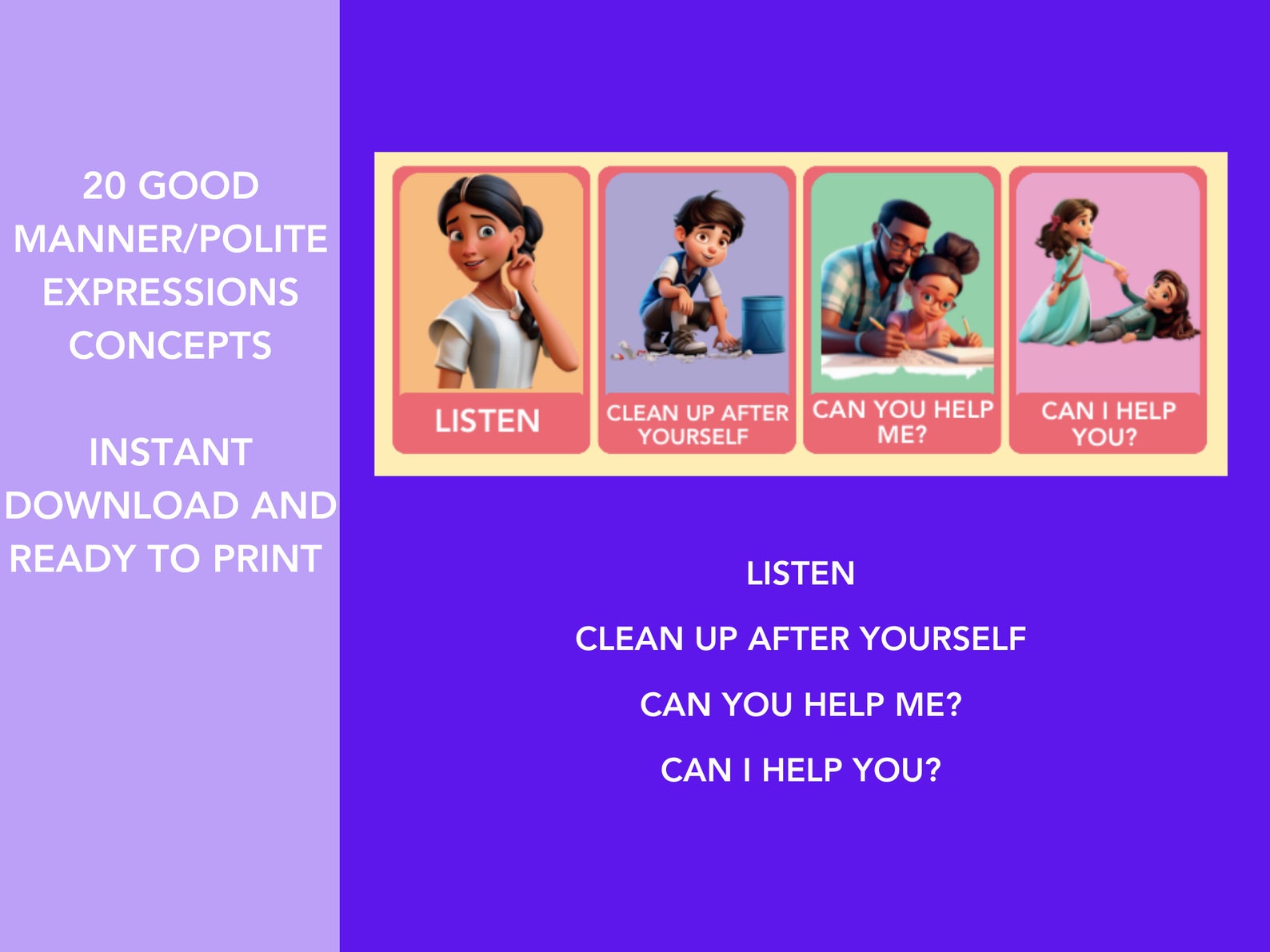 Manners, Greetings & Polite Expressions Flashcards for Little Learners ...