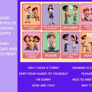 Manners, Greetings & Polite Expressions Flashcards for Little Learners ...