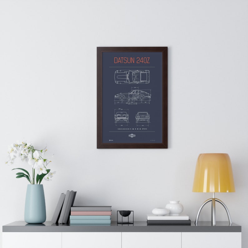 Datsun 240Z Blueprint Framed Vertical Poster - Etsy