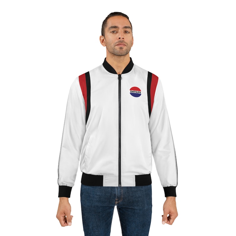Datsun Men's White Bomber / Racing Jacket - Etsy