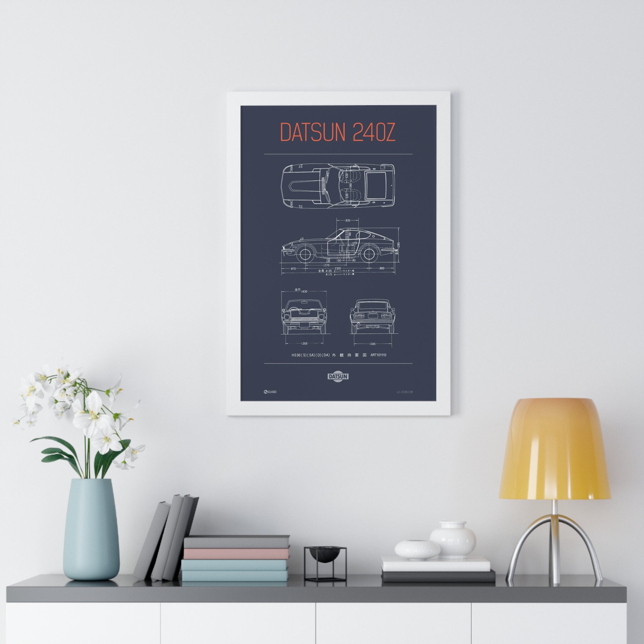 Datsun 240Z Blueprint Framed Vertical Poster - Etsy