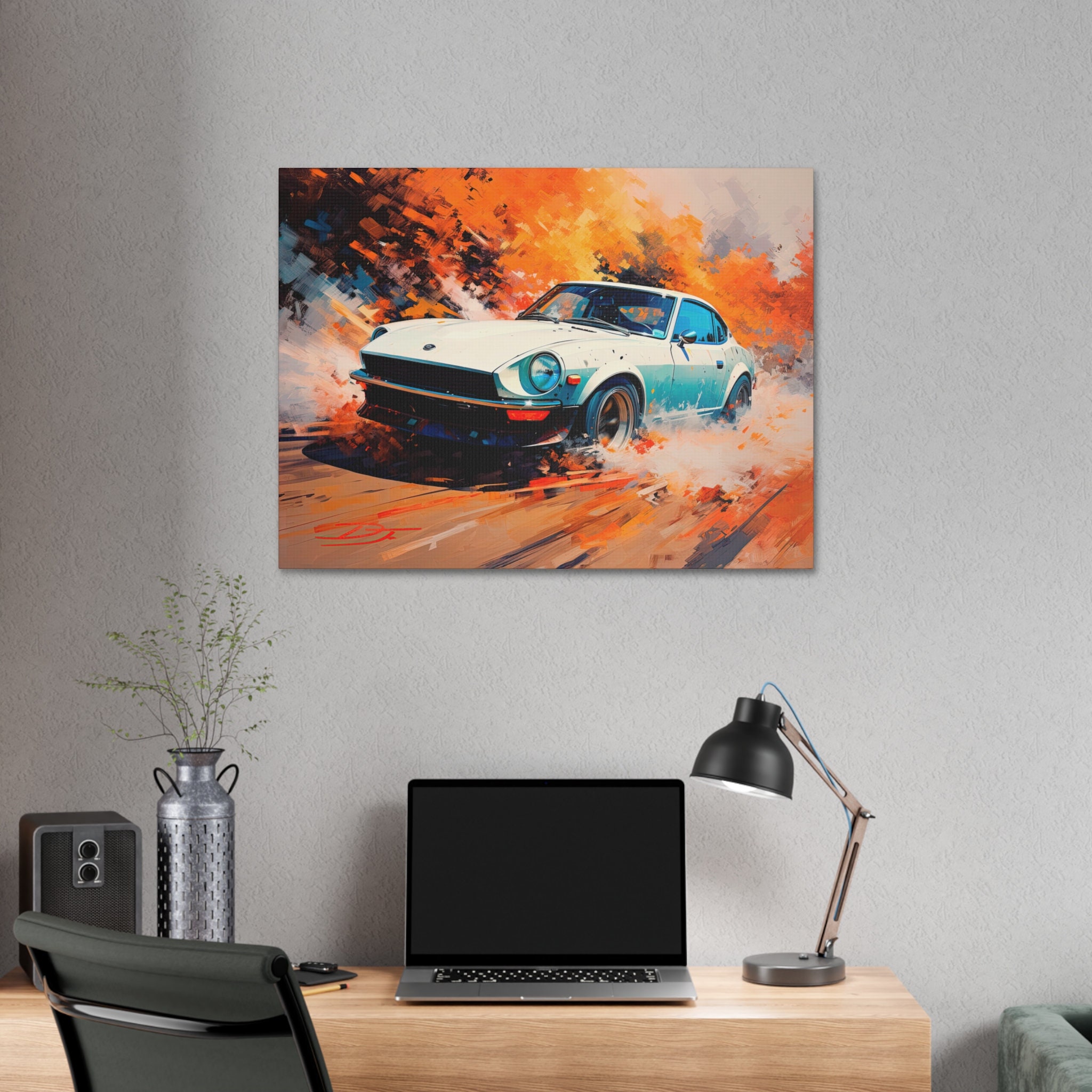 Datsun 240Z Art Painting, Man Cave Deco, Polyester Canvas - Etsy