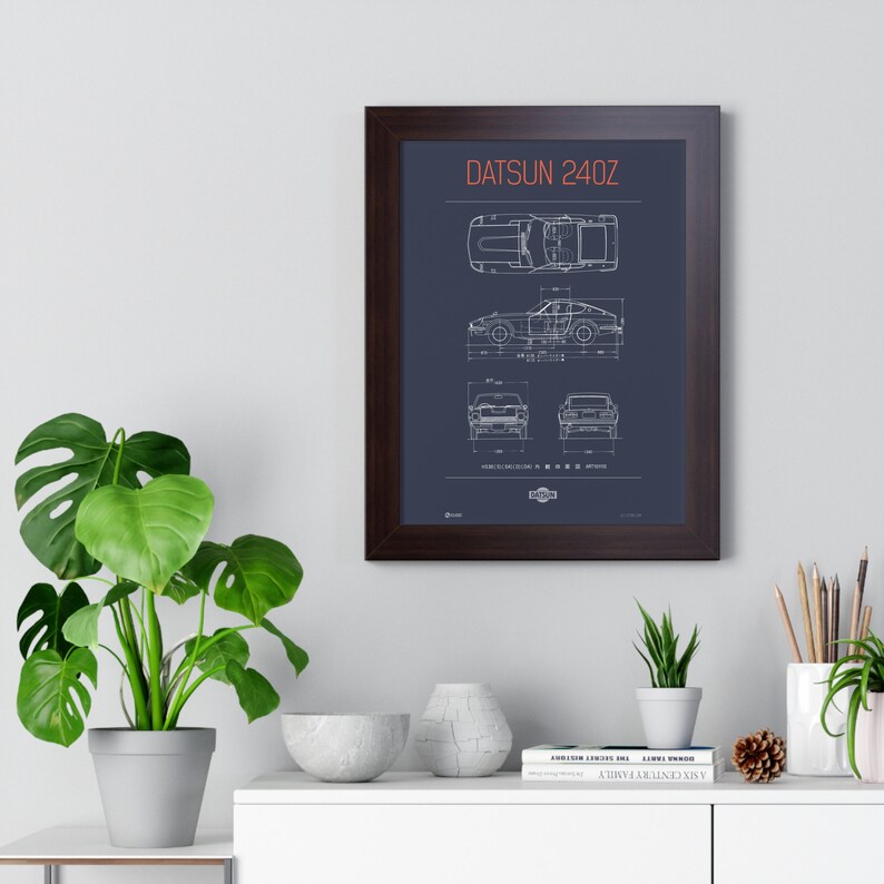 Datsun 240Z Blueprint Framed Vertical Poster - Etsy
