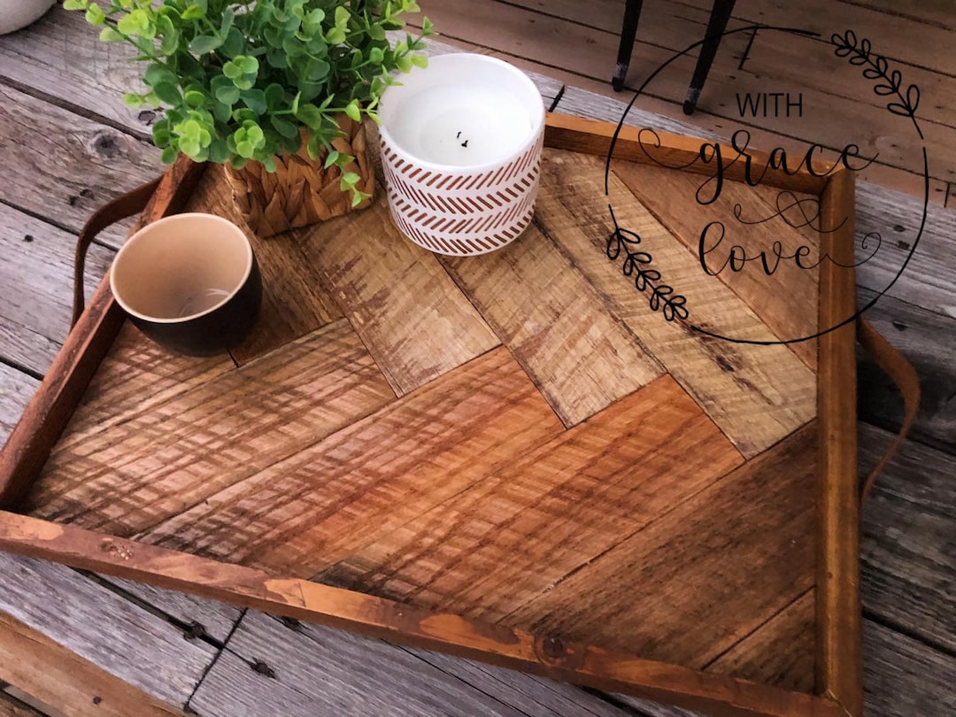 Herringbone Tray I Serving Tray I Farmhouse Tray I Coffee Table Tray - Etsy