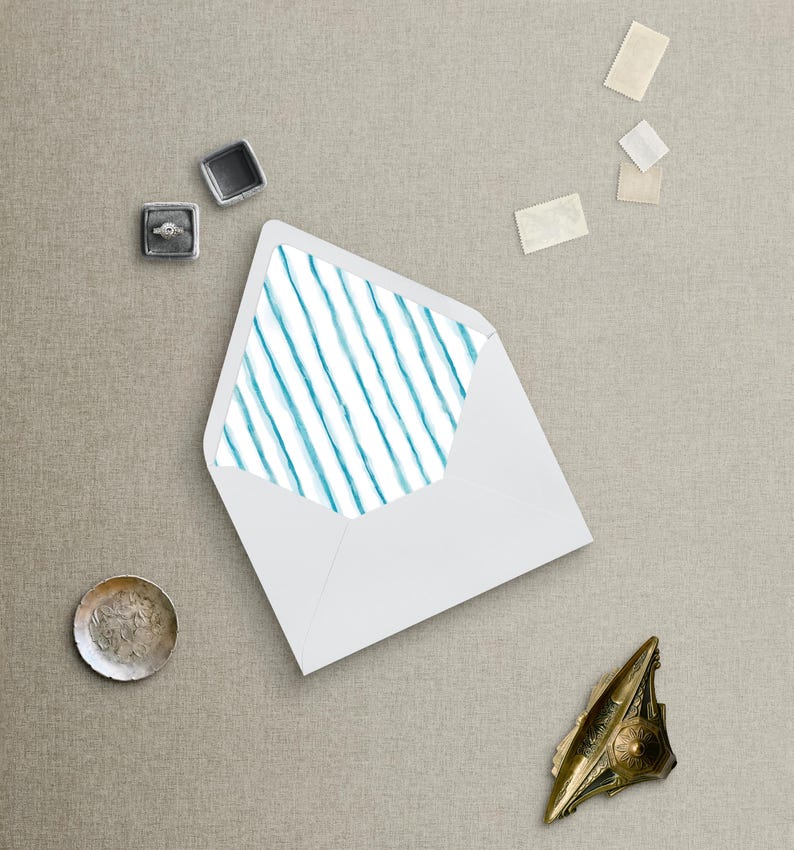 Coastal Blue Watercolor Envelope Liner - LEMONS - Euro Flap Envelopes ...