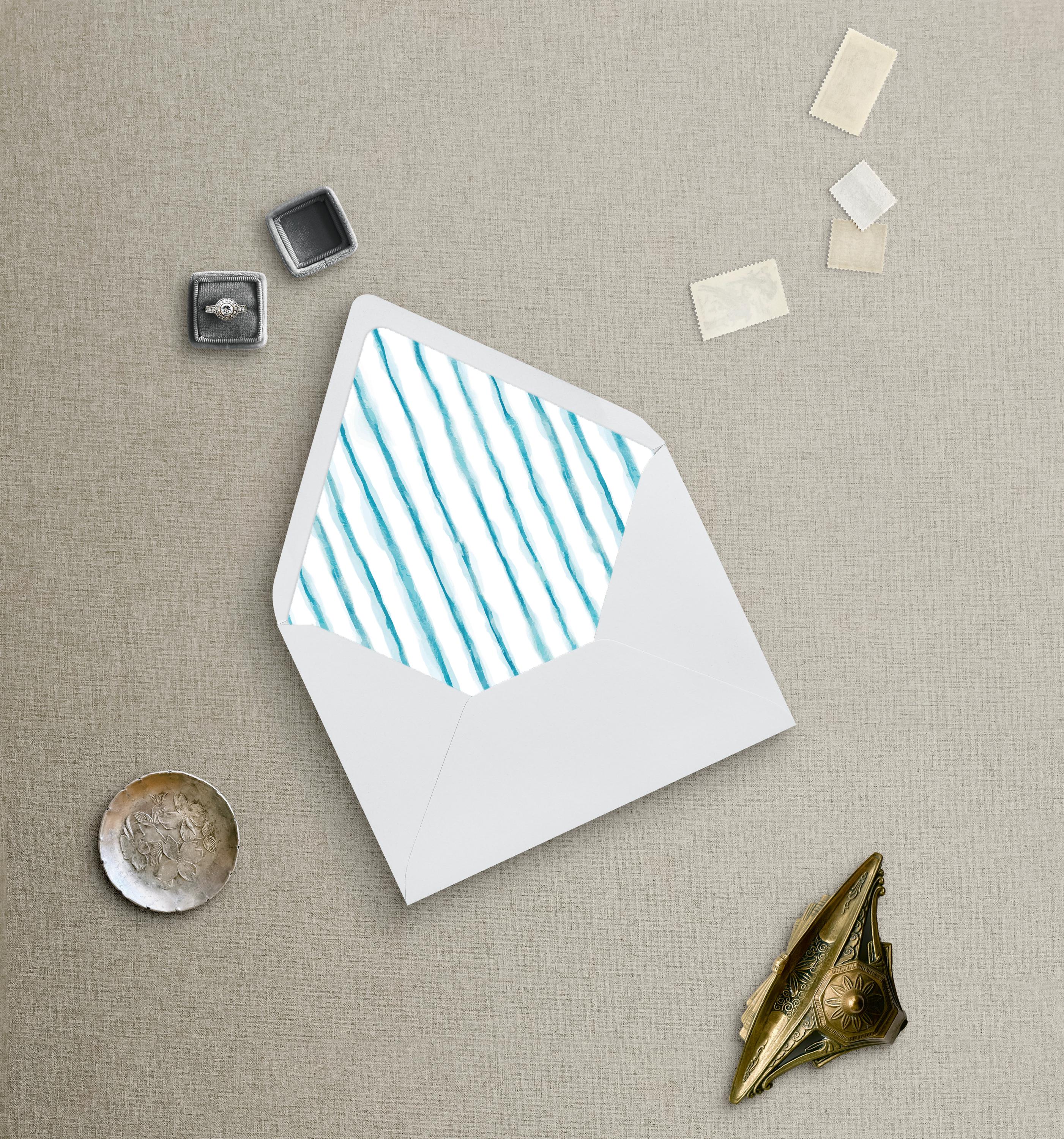 Coastal Blue Watercolor Envelope Liner - LEMONS - Euro Flap Envelopes ...
