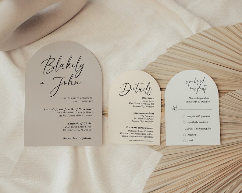 Neutral Arched Wedding Invitations - Etsy