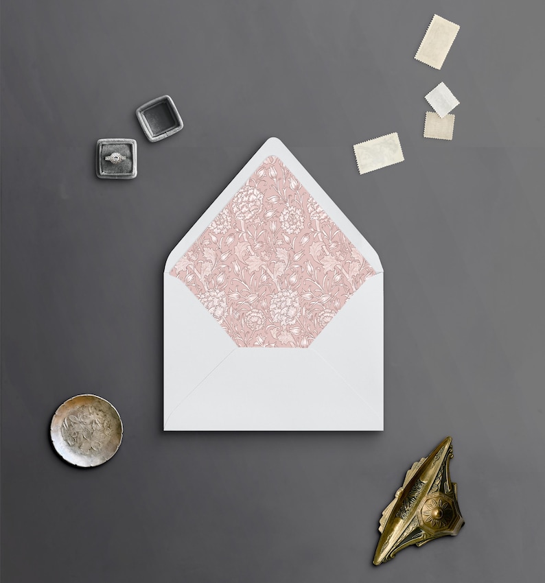 French Pink Toile Envelope Liner - LEMONS - Euro Flap Envelopes | SET ...