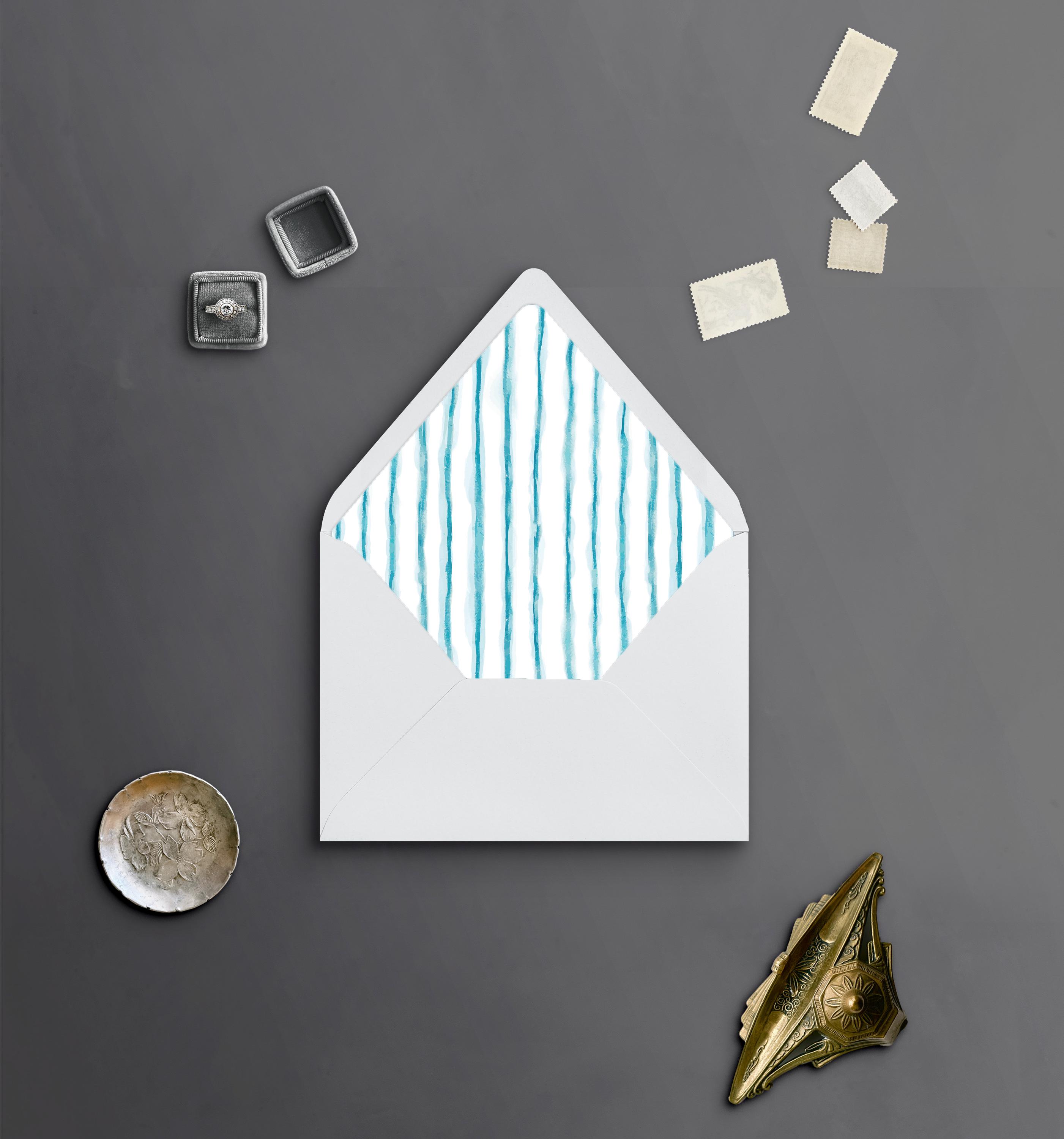 Coastal Blue Watercolor Envelope Liner - LEMONS - Euro Flap Envelopes ...