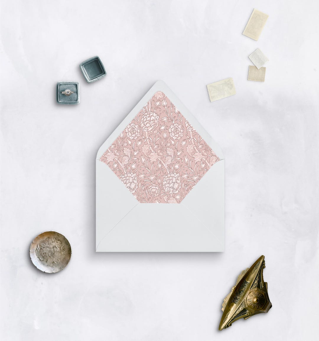 French Pink Toile Envelope Liner - LEMONS - Euro Flap Envelopes | SET ...