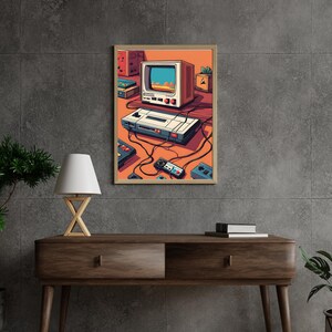 Retro Gaming Poster/vintage Console With Retro Tv/digital Poster File ...