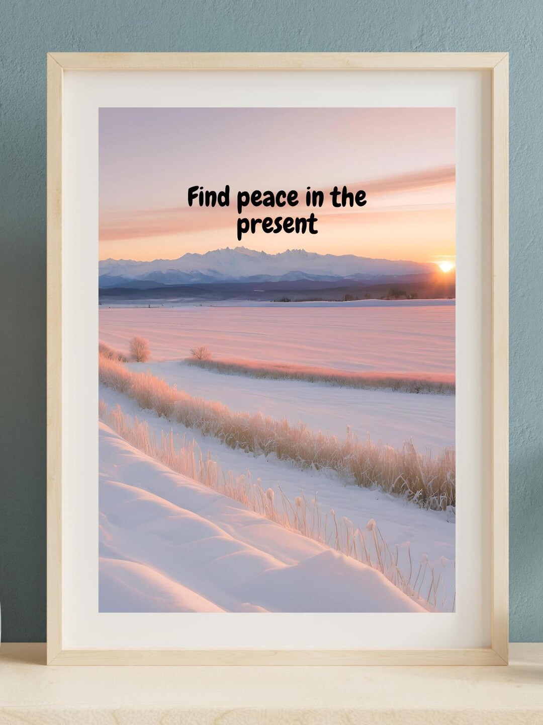 Nature Poster Calming Winter Landscape With Inspiring Quote, Wall Art ...