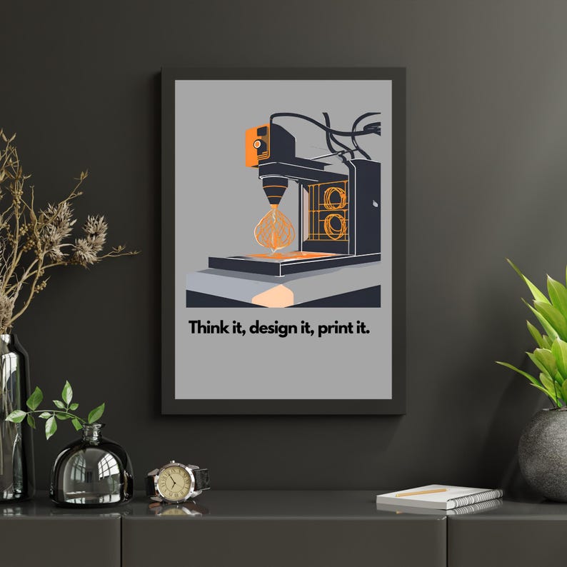 3D Print Quote Poster -think It, Design It, Print It- Minimalist Mural ...