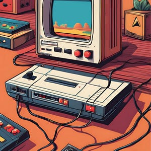 Retro Gaming Poster/vintage Console With Retro Tv/digital Poster File ...