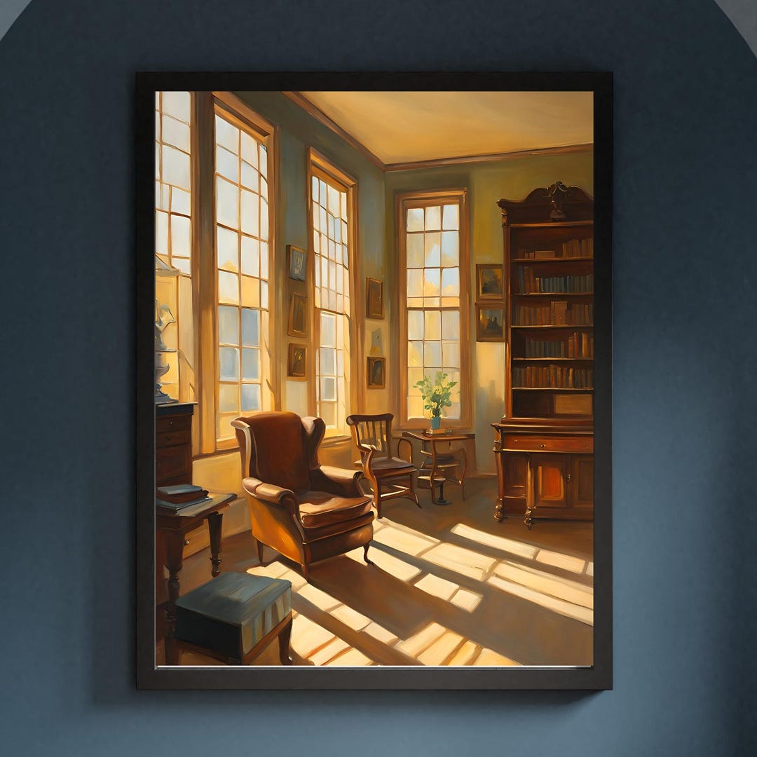 Digital Oil Painting Poster/sunlit Room in Vintage Style/printable ...