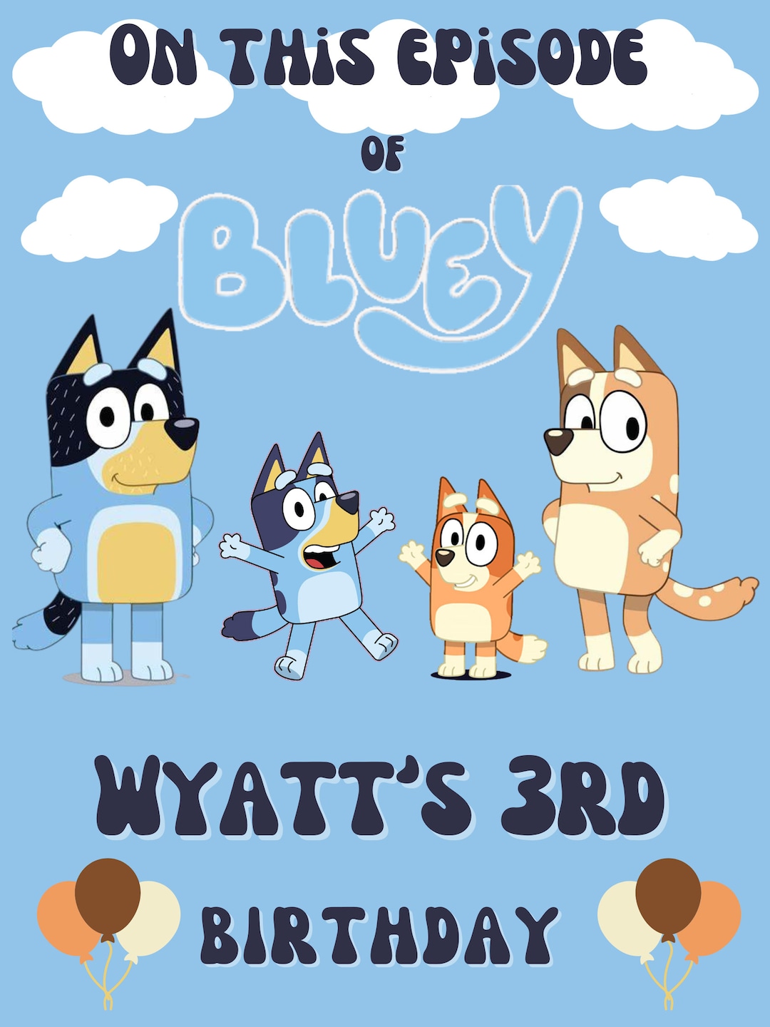 Personalized Bluey Birthday Poster Digital Download - Etsy