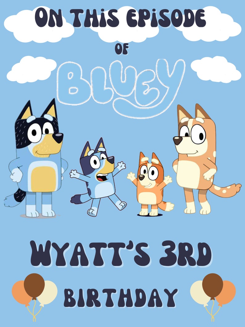Personalized Bluey Birthday Poster Digital Download - Etsy