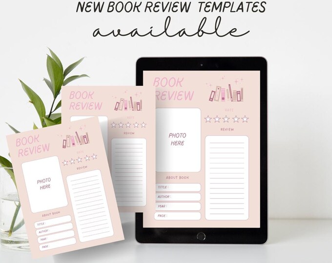 Book Review Template | Printable Book Review Journal | Digital Book ...