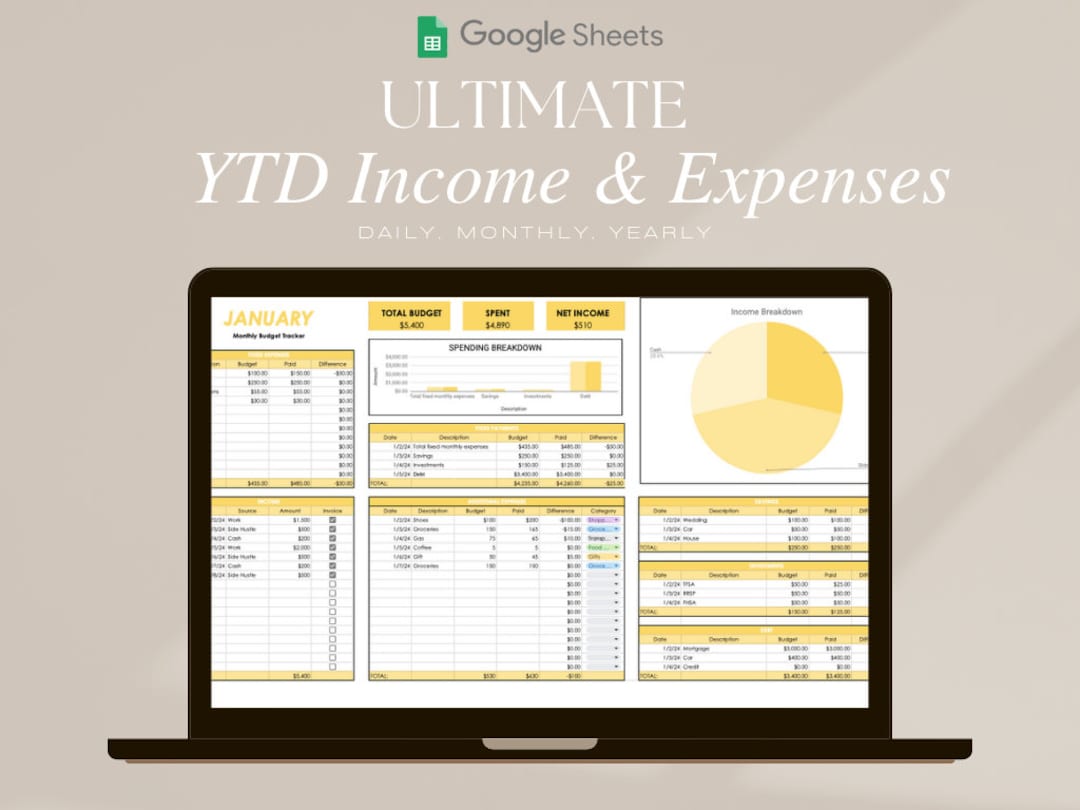 Income & Expenses Tracker | Budget Spreadsheet Personal Financial ...