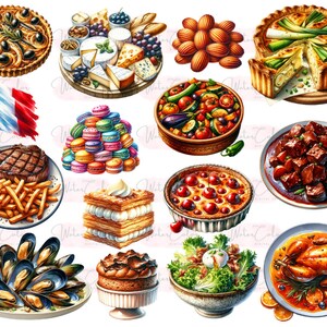 Watercolor French Food Bundle Clipart, French Gourmet Dish Ratatouille ...