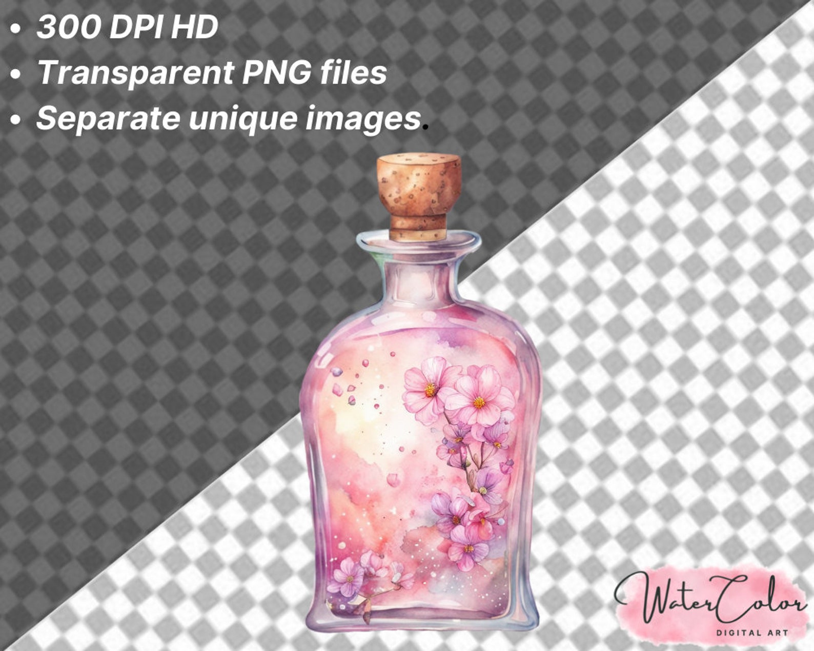 Magical Flower Potion Watercolor Perfume Clip Art Magic - Etsy